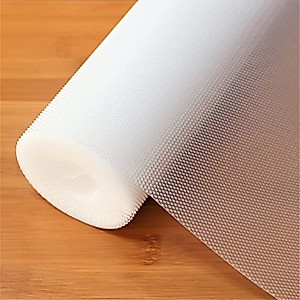 Hersvin Shelf Liners,17.5" x20' EVA Drawer Mats, Cupboard Pad, Kitchen Cabinet Lining Fridge Cushion for Home Office(Clear/Diamond)