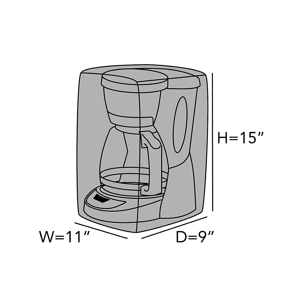 Covermates Keepsakes – Coffee Maker Cover – Dust Protection - Stain Resistant - Washable – Appliance Cover-Black