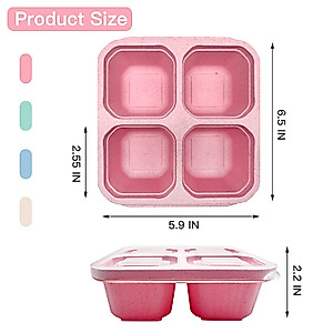 HNXAZG 4 Pack Snack Containers, 4 Compartment Bento Snack Box, Reusable Lunch Containers, Divided Food Storage Containers for Work Trips