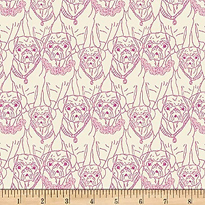 Art Gallery Fabrics Art Gallery Joie de Vivre Pug Ville Rose Fabric, Beige