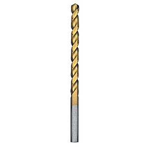 BOSCH TI4142 12-Piece 15/64 In. x 13-7/8 In. Titanium Nitride Coated Metal Drill Bit with 3/8 In. Reduced Shank for Applications in Heavy-Gauge Carbon Steels, Light Gauge Metal, Hardwood