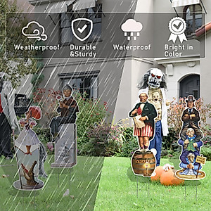 Haiyumaoyi Haunted Mansion Plastic Sculpture, 4pcs Halloween Yard Decorations with Stakes, Black