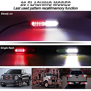 ASPL 8pcs Sync Feature Ultra Slim 12-LED Surface Mount Flashing Strobe Lights for Truck Car Vehicle LED Mini Grille Light Head Emergency Beacon Hazard Warning lights (Red/White)