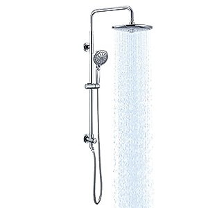 Shower System Slide Lanhado 10” Rain Shower System with 11+1 Multi Functions Handheld Spray High Pressure Shower Faucet Set Shower Slide Bar Chrome Polished
