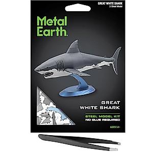 Fascinations Metal Earth Great White Shark 3D Metal Model Kit Bundle with Tweezers