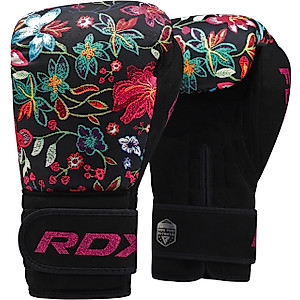 RDX Women Boxing Gloves for Training Muay Thai Flora Skin Ladies Mitts for Sparring, Fighting Kickboxing Good for Punch Bag, Focus Pads and Double End Ball Punching