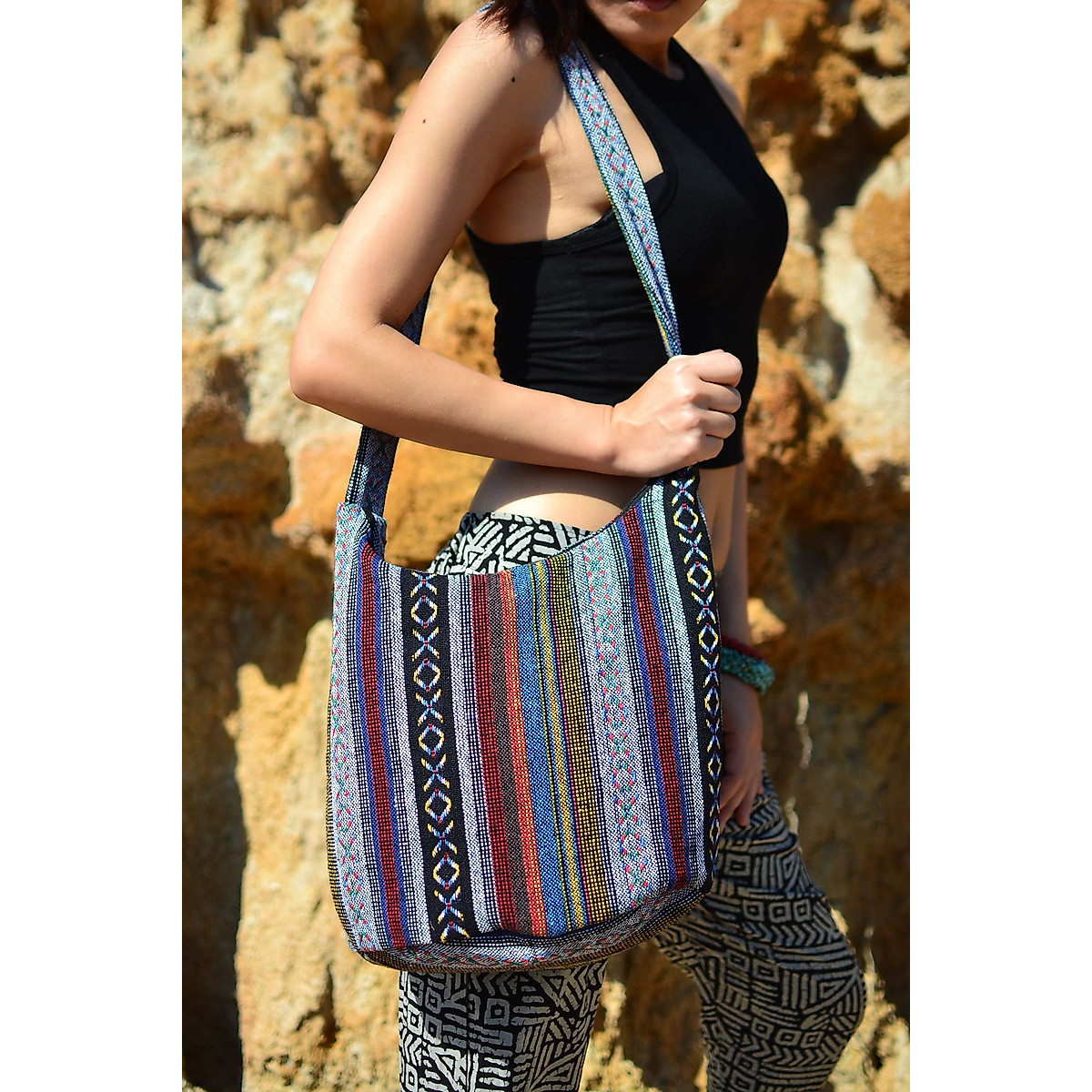 Your Cozy Sling Purse Hippie Bags For Women Crossbody Bag Thai Top Handmade Shoulder Bag with Adjustable Strap Tribe-02
