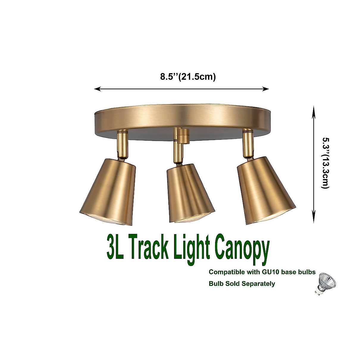 CRAFTRONOS 3 Light Track Lighting Kit, Matt Brass Finish Canopy with Moden Flush Mount Ceiling Spotlight for Kitchen,Dining,Living Room,Home Improvement