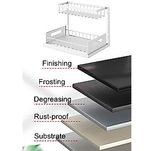 Lexza Bathroom Pull Out Cabinet Organizer with Sliding Storage Baskets, Under Sink Organizer for Kitchen Storage, White