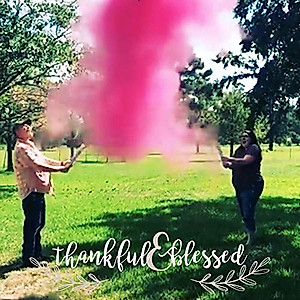 Gender Reveal Surprise Powder Cannons Bundle, 16 Inch, Non-Toxic, 2 Pink Powder Dispensers Plus 8 Free Gender Reveal Party Balloons Decorations