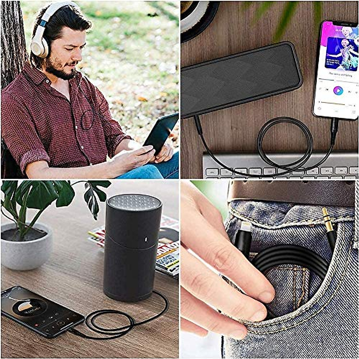 [Apple MFi Certified] AUX Cord for iPhone, Lightning to 3.5mm AUX Stereo Audio Cable Compatible with iPhone 13/12 Pro/11/XS/XR/X 8 7/iPad, iPod to Home Speaker/Car Stereo/Headphone (3.3FT/1.0M, Black)