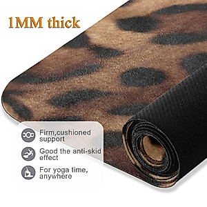 GOODOLD Leopard Print Yoga Mat, 71 x 26 Inch Non-slip Yoga Mats Folding Travel Exercise Mat Indoor Outdoor Gym Pilates with Storage Bag for Women Men