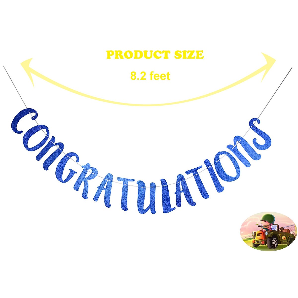 Blue Glitter Congratulations Banner, Congrats Grad Well Done Graduate 2024 We are So Proud of You Graduation Party Bunting Decorations Supplies Backdrop