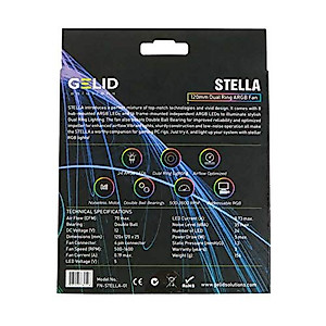 Gelid Solutions Stella ARGB Fan (Pack of 1) - 120MM Dual Ring, 24 ARGB LED, Noiseless Motor, Airflow Optimized, Standard RGB and Individually Addressable RGB, FN-Stella-01 – Black