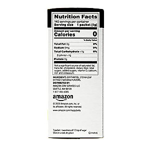 Amazon Brand - Happy Belly, Zero Calorie Stevia Sweetener powder, 140 Packet, 4.93 ounce (Pack of 1) (Previously Sugarly Sweet)