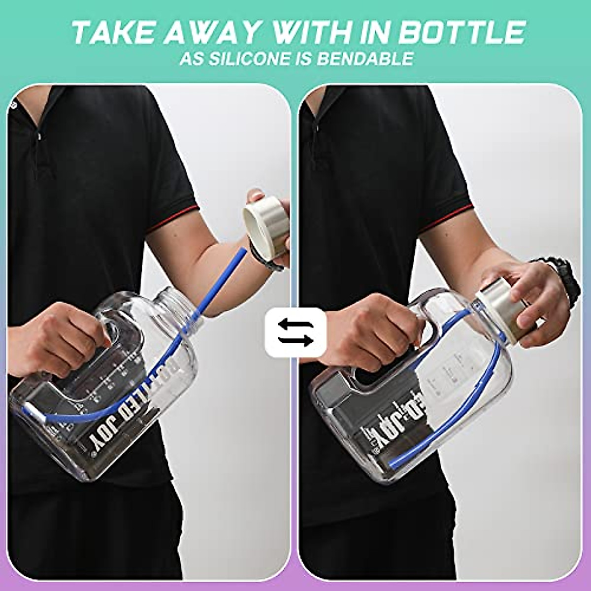 12 Pack, Extra Long 14.5 inch Reusable Silicone Straws for Large Water Bottle -Wine Bottle - 1 Gallon 128 75 64 OZ Tumbler - Flexible Drinking Straws for Extra Tall Cups - 2 Cleaning Brushes