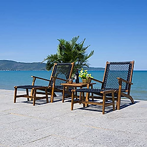 SAFAVIEH Outdoor Collection Chantelle Natural/Black Woven 5-Piece Patio Set