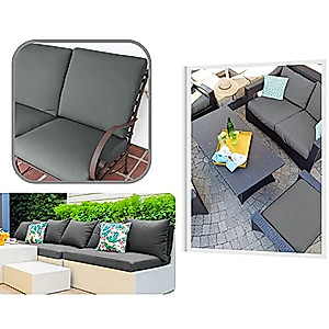 idee-home Patio Cushion Covers Replacement, Outdoor Cushion Covers Slipcovers for Patio Furniture, Couch Seat Cushions Cover with Zipper, Sunbrella Waterproof Slip Covers Outside (Set of 6, 20x22 in)