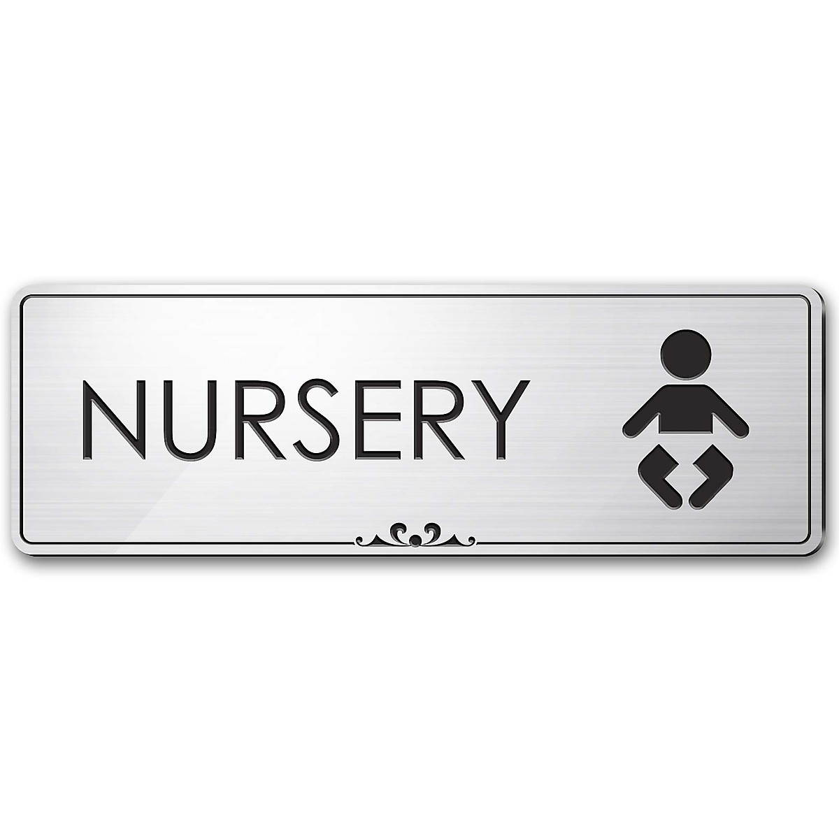 Baby Nursery Sign Nursery Mother's Room Sign, Brushed Silver, Engraved, 3" x 9", Fade Resistance, Indoor/Outdoor Use, USA MADE By My Sign Center