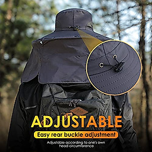 DOCVIT Fishing Hat for Men&Women,Outdoor UV Waterproof Wide Brim Bucket Hat,UPF50+ Sun Hat with Neck Flap Light Grey