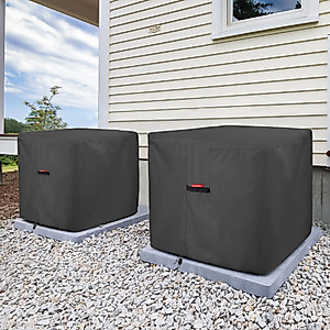 Porch Shield 600D Waterproof Air Conditioner Covers for Outside Units Square AC Cover Black - 34 x 34 x 30 inch