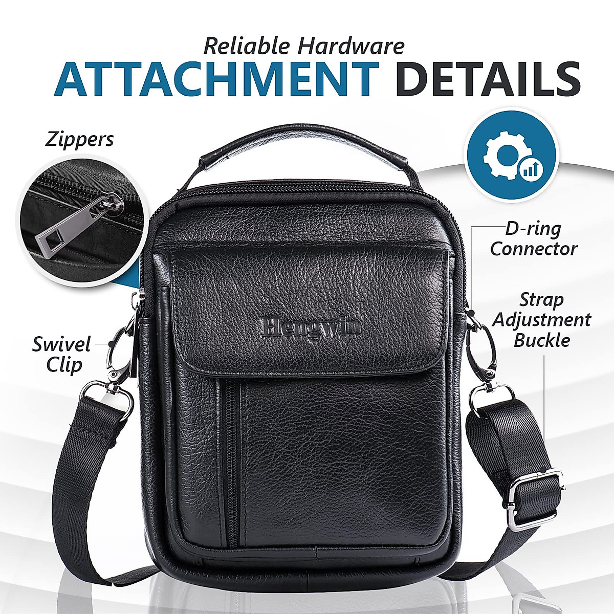 Hengwin Leather Cell Phone Bag Crossbody Purse Fits for iPhone 16 15 14 13 12 Pro Max Holster Samsung Galaxy Note 20 Ultra 9 8 S24 S23 Ultra A15 A25 A54 Wallet Case Handbag with Shoulder Strap (Black)