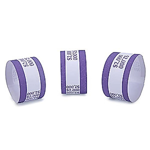 L LIKED Pack of 500 Currency Band Self Sealing Currency Straps Bands Money Bill Wrappers (Purple $2000-500 PCS)