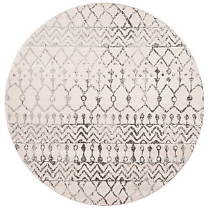 SAFAVIEH Tulum Collection 11' Round Ivory/Grey TUL270A Moroccan Boho Distressed Non-Shedding Dining Room Entryway Foyer Living Room Bedroom Area Rug
