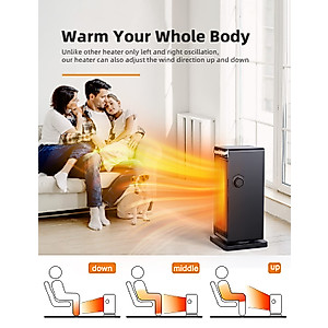 Space Heater, SANVINDER 1500W Portable Heater for Bedroom, ECO Thermostat 90° Oscillating, 24 hours timer, Fast Heating Electric Heater with Remote, Overheat Protection, LED Display for Bedroom Office