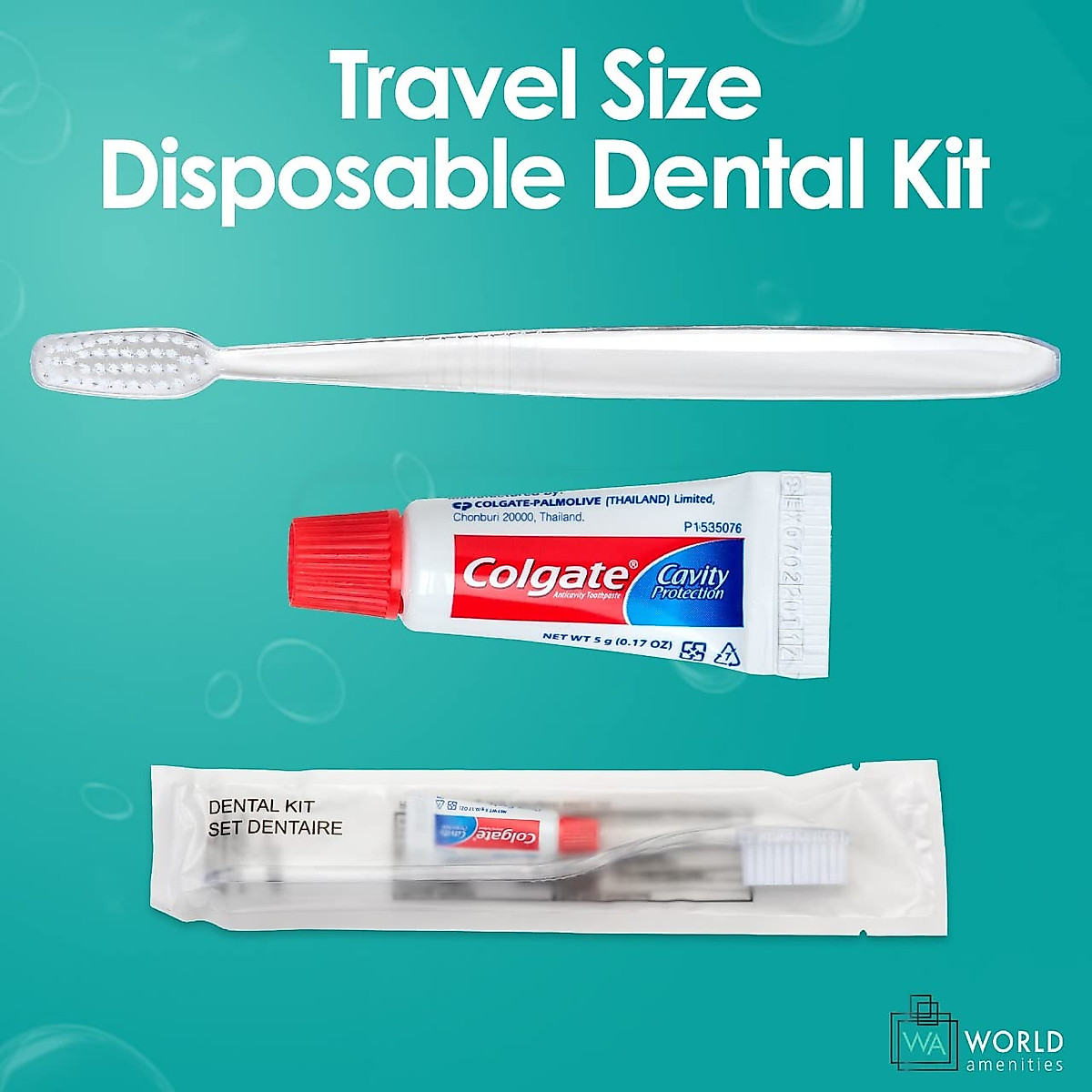 World Amenities - Bulk Disposable Dental Kit Bundle with Toothbrush and Toothpaste | 288 Count | Individually Wrapped - Travel Size Toiletries, Guest Hotel Amenities