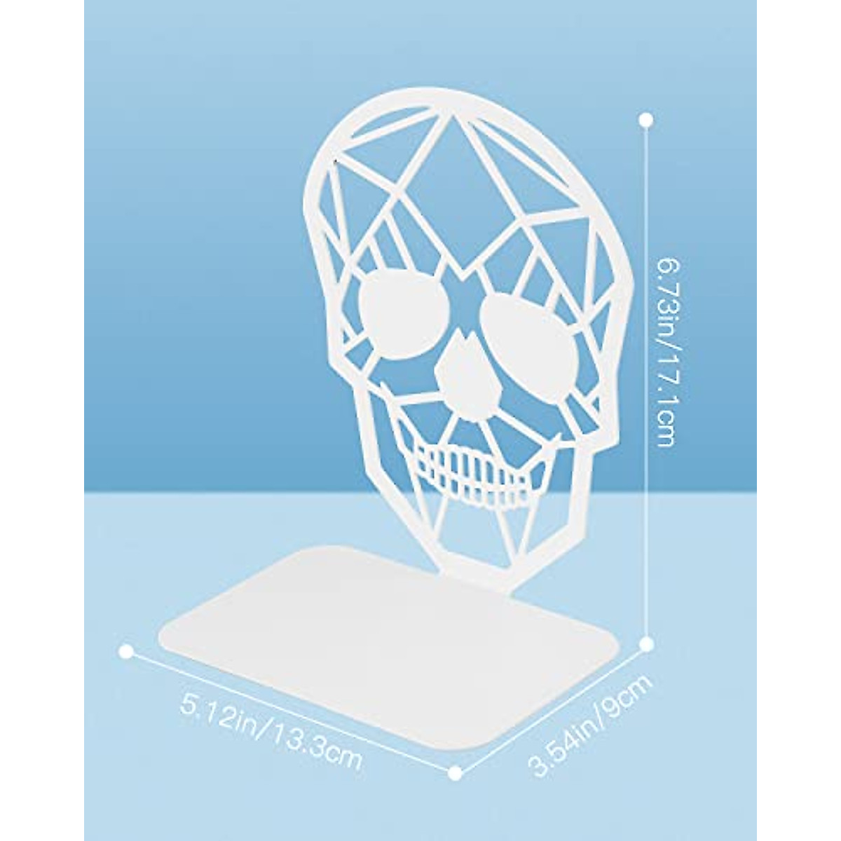 3 Pairs Metal Skull Design Bookend Black Book Ends, Heavy-Duty Bookends for Shelves, Black Skull Book Ends for Heavy Books, Book Shelf Holder Home Office Decorative Desktop Organizer White