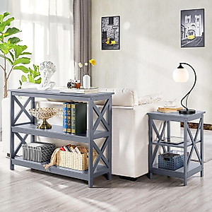 Yaheetech Television Stands & Entertainment Centers with 3 Tier Storage Shelf TV Stand for Living Room, Gray
