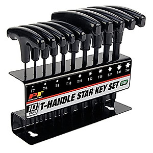 Performance Tool W80276 10-Piece Star T-Handle Allen Wrench Set, Long Arm Hex Key Wrench Set