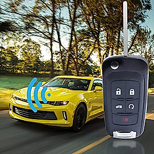 Keyless Entry Remote Flip Replacement Uncut Trunk Car Key Fob fits 2010-2016 Chevy Camaro Cruze Equinox Malibu,12-2017 Sonic,14-2017 Impala ,for Buick Regal Lacrosse Verano (OHT01060512) 1 Pack