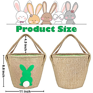Leesgel Easter Baskets for Kids, Bunny Basket Easter Egg Hunt Baskets, Rabbit Buckets Large Easter Basket Gifts Bags for Boys Girls （Green)