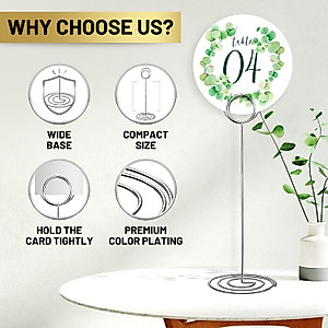 ONIXAR 12 Pack 8.75inch Table Card Holder Stand, Table Number Holders for Memo Notes, Picture Holders for Centerpieces, Table Sign Holders, Place Card Holder for Table Weddings, Restaurants (Silver)