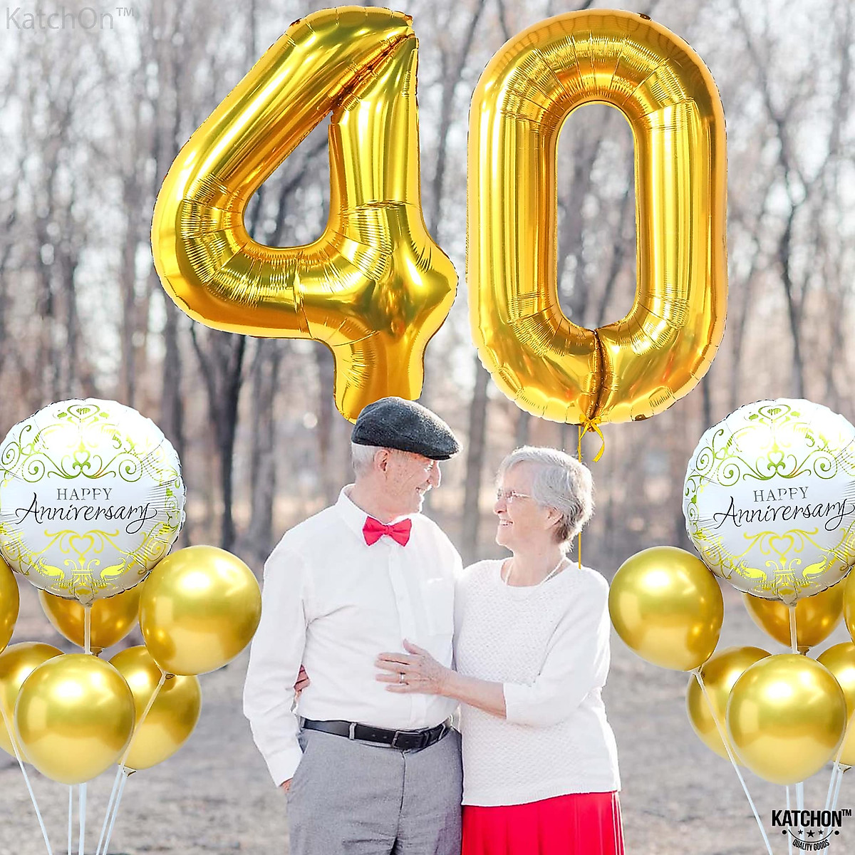 KatchOn, Gold 40 Balloon Numbers - Big, 40 Inch | Gold 40th Birthday Decorations for Men | Gold 40th balloons, 40th Birthday Balloons for 40th Birthday | Happy 40th Birthday Decorations for Women Gold