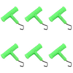 lasenersm 6 Pieces Knot Puller Fishing Knot Puller Fish Baiting Rig Tool Knotter Tie Tester Tightener Terminal Tackle Puller Knot Tool Accessory with T-Handle for Outdoor Fishing, Green