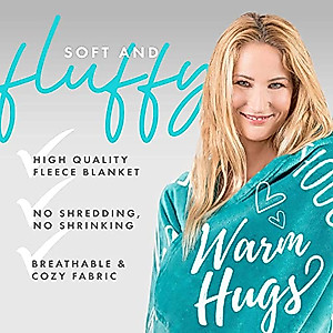 EasyFluffy Get Well Gift for Women & Men - Super Soft Hug Blanket with Inspirational Words - Healing Blanket Care Package Comforting Gift for Cancer Patients & Others During Hard Times - 50"x60", Teal