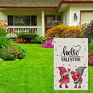 BOTB LIHM Happy Valentines Day Garden Flag Love Gnomes Decor Cute Retro Garden Yard Decorations 12×18 Inch Outdoor Yard Flag Vertical Double Sided