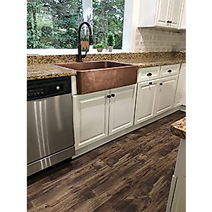 Sinkology K614-B66 Lange Farmhouse/Apron-Front 32 in. Single Bowl Grid, Strainer Drain, and Care Kitchen Sink Kit, 32 inch, Antique Copper