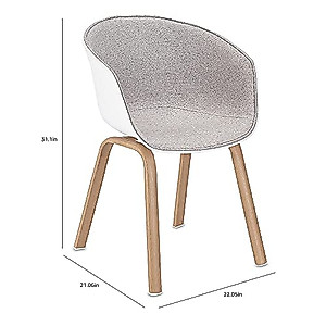 CangLong Mid Century Modern Dining Armrest Living Room Makeup Side Chairs with Metal Legs, set of 2, Grey 1