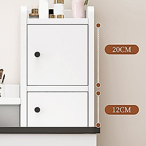 KWOKING Makeup Vanity Desk Table with 5 Drawers & LED Dimmable Mirror Dressing Table Bedroom Makeup Table Storage Cabinet Integrated Dresser White 16" D x 31.5" W x 47" H