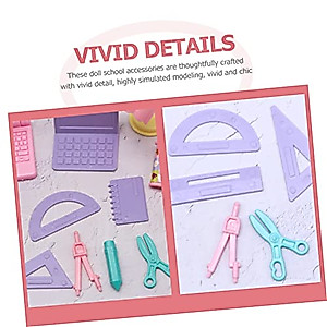 Toyvian Girl Toys 2 Sets Miniature Prop Accessories Sand Mini Girl with for Doll School Gift Supplies Landscape Scence Play Tiny Photo Stationery Notebooks Food Laptop of Stuff Model Kids Toys