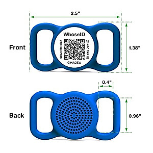 Dog Collars Charms & Collar Tag, QR Code Slide-on Tag, QR Code Dog Tag, Custom Online Profile, Durable Silicone Dog ID Tag, Anti-Scratch, Soundless Pet Tag, Easy to Set Up, Navy Blue
