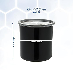 Carlisle FoodService Products Classic Round Storage Container Crock with Lid for Kitchen, Restaurants, Home, Plastic, 2.7 Quarts, Black, (Pack of 6)