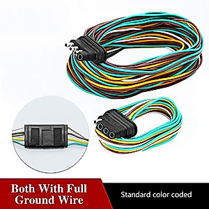 Trailer Wiring Harness Kit, 50FT Trailer Wiring, LIMICAR Trailer Wire Kit, Trailer Wiring Harness with 4 Flat 4 Pin Flat Wishbond Trailer Wire, Trailer Light Wire, Boat Trailer Wiring Kit