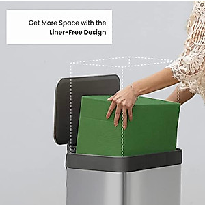 SIMPLI-MAGIC 50 Liter Soft-Close, Smudge Resistant Trash Can with Foot Pedal and Built in Filter-Stainless Steel, Sleek Finish, 50L/13.2 Gallon, Black