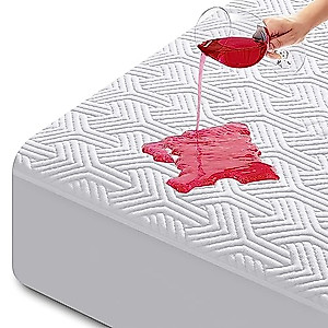 HYLEORY California King Size Waterproof Mattress Protector Viscose Made from Bamboo Cooling Mattress Pad Cover Breathable Soft 3D Air Fabric Noiseless Washable Fitted Sheet with Deep Pocket Up to 21"