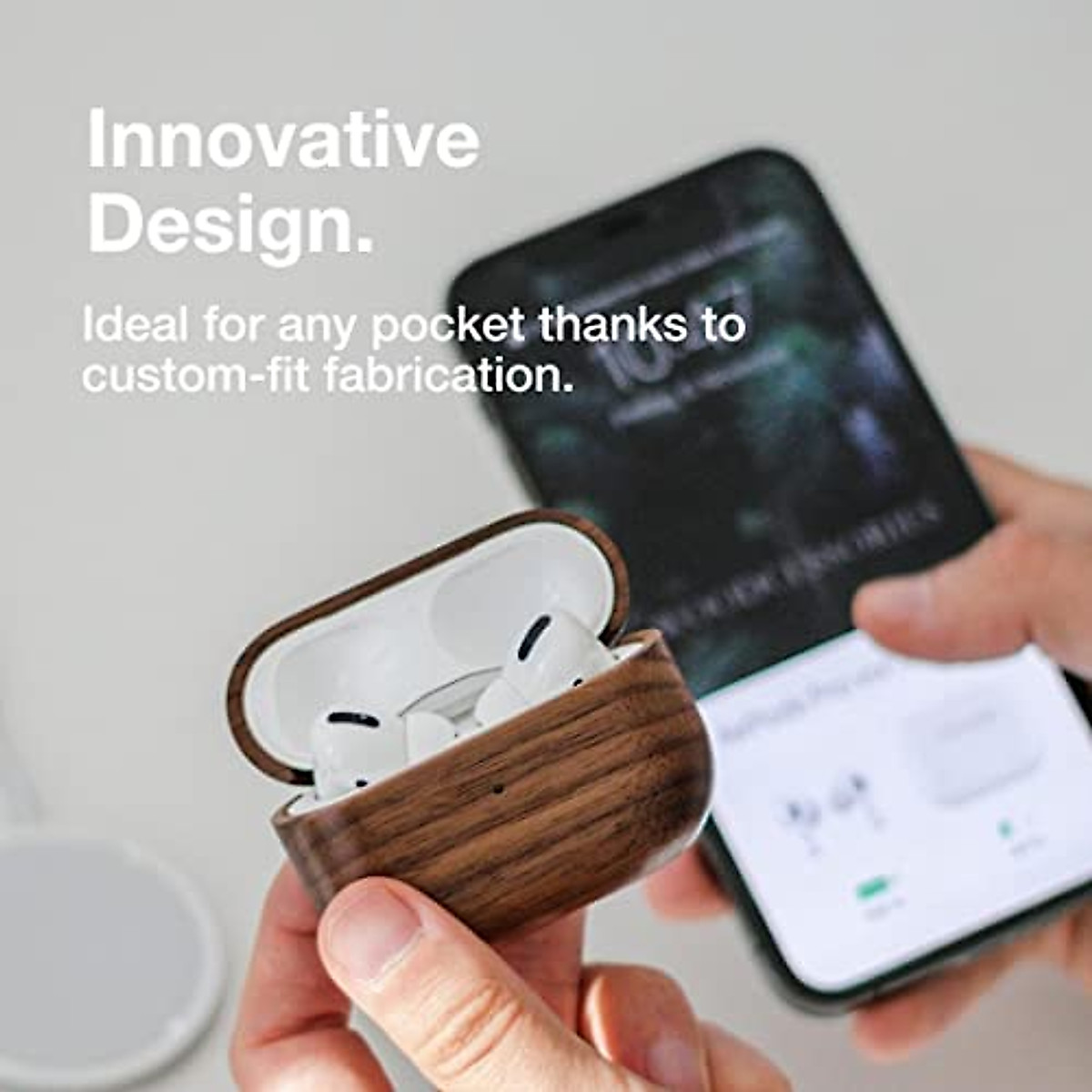 Woodcessories - Sustainable case Compatible with AirPods Pro Cover Wood, Walnut Wood